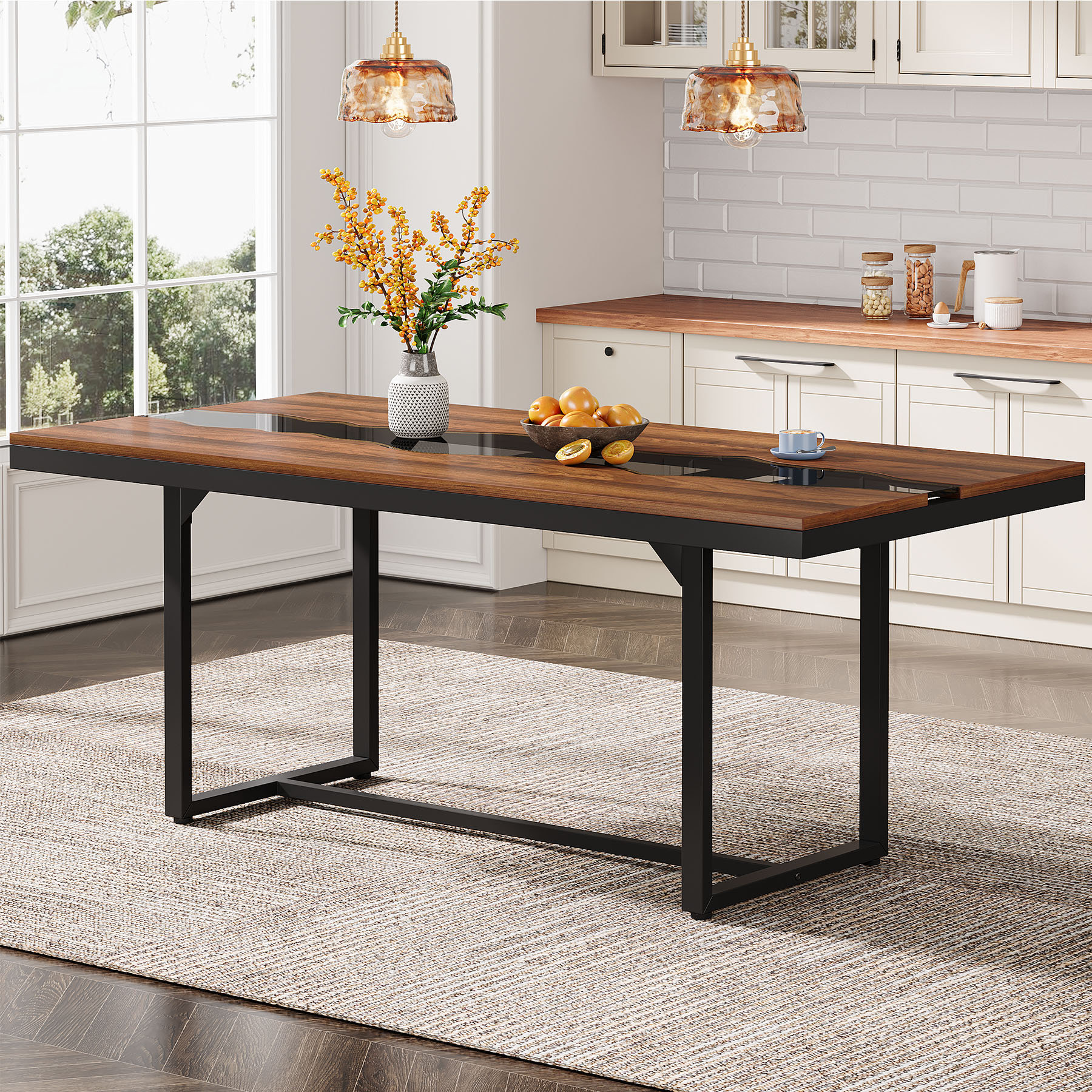 17 Stories 63-inch Dining Table for 4-6, Rectangular Kitchen Table with ...