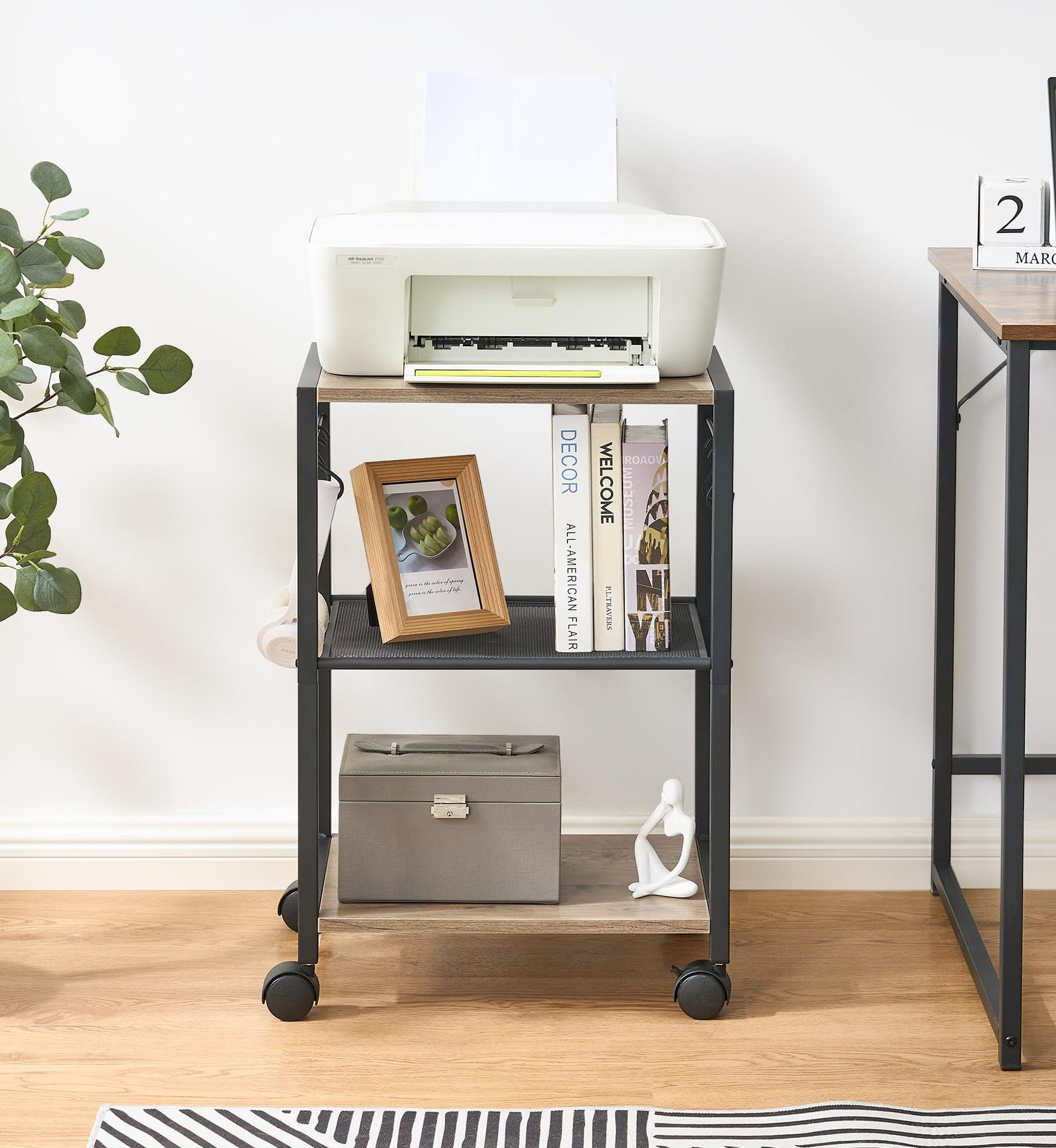 Crestone Printer Stand, 3-Tier Mobile Printer Cart Under Desk ...