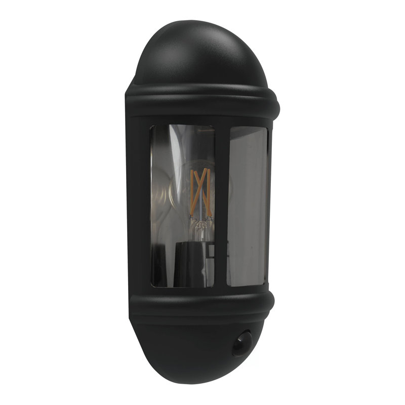 4lite Outdoor Half Wall Lantern (Black) IP65 Rated Motion Sensor ...
