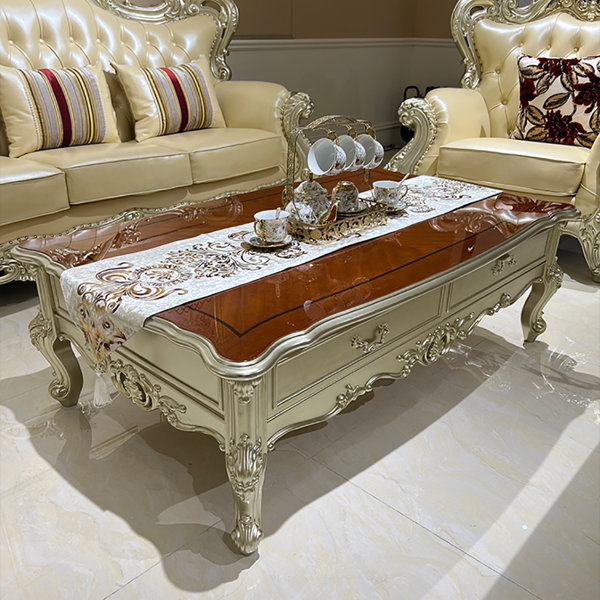 STAR BANNER European Coffee Table High-end Luxury Solid Wood L Coffee ...