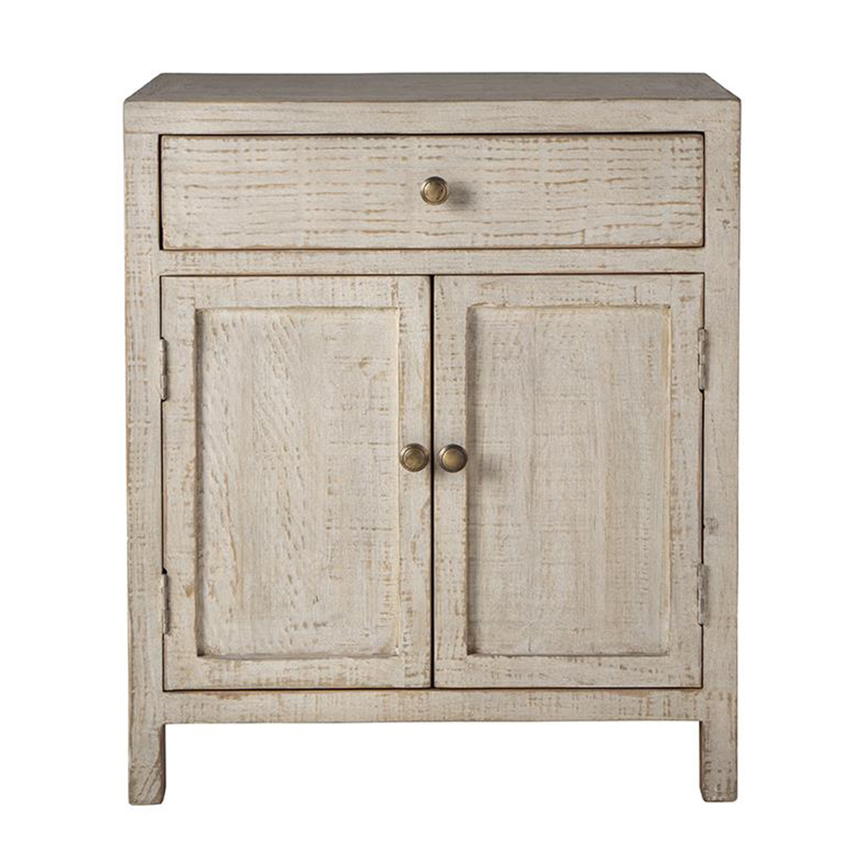 Benjara Lia Small Accent Cabinet, 2 Door, Drawer, Antique Style | Wayfair