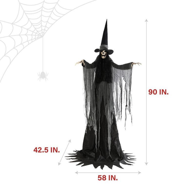Haunted Hill Farm 7.5-Ft Tall Motion-Activated Macabre Skeleton Witch ...