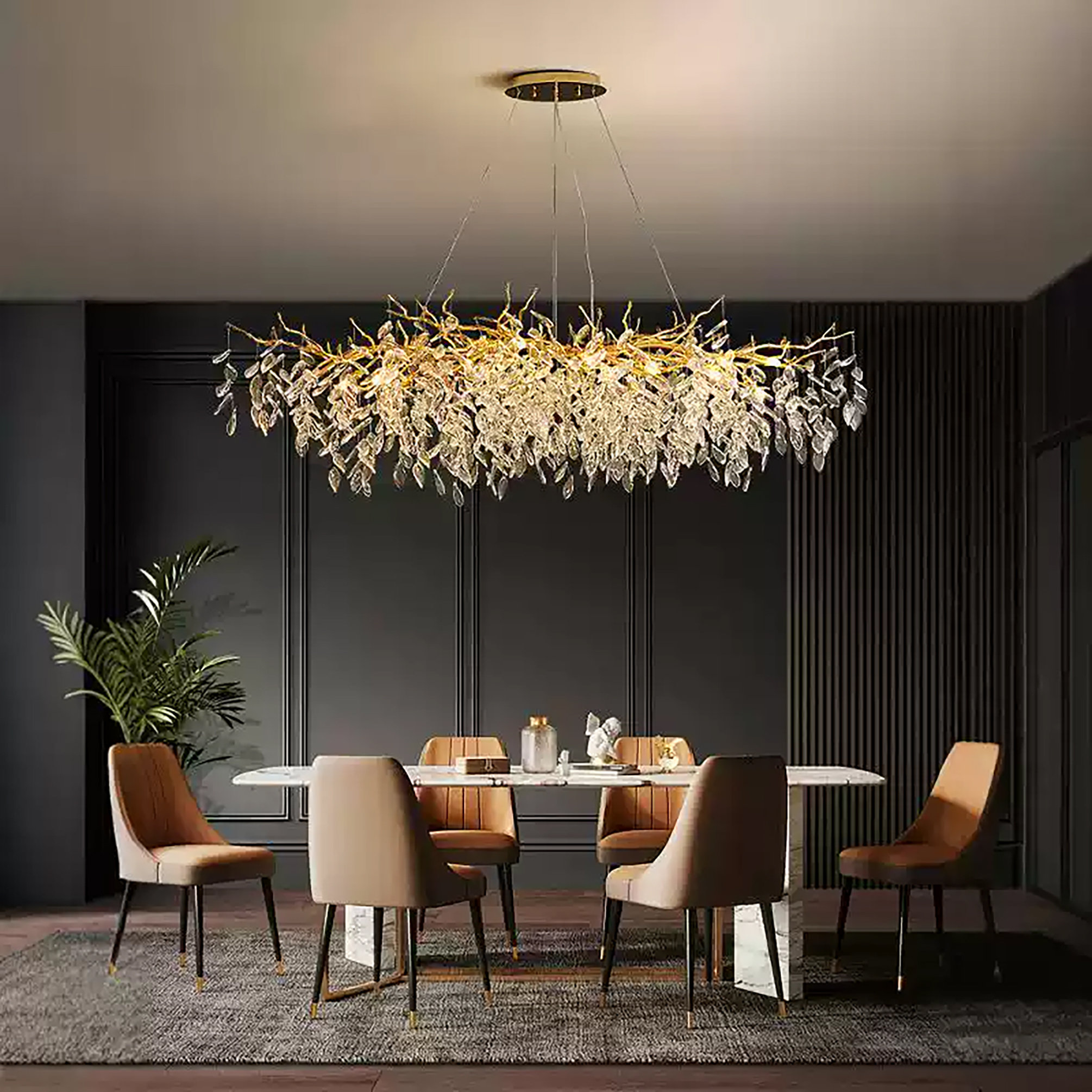 House of Hampton® 35X22X50" Modern Gold Crystal Chandelier 10 Light 35 ...