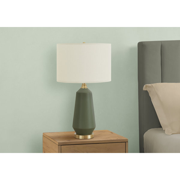 Mercer41 Lighting, 26"H, Table Lamp, Green Ceramic, Ivory / Cream Shade ...