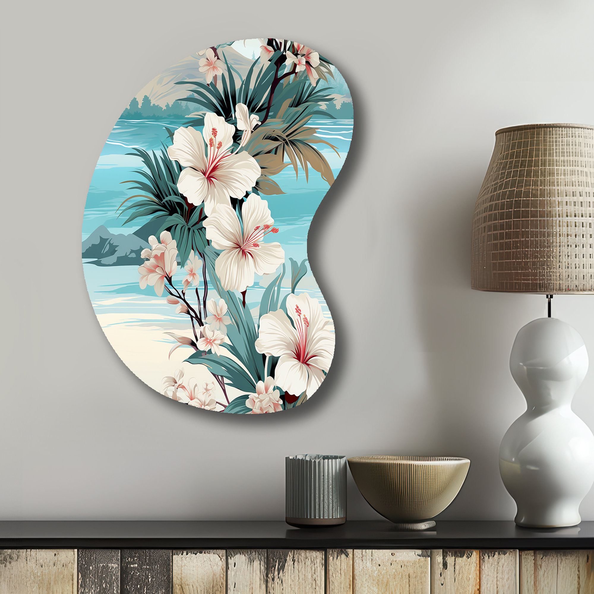 Design Art Seaside Reflections Tropical Pattern - Coastal Boom Shape ...