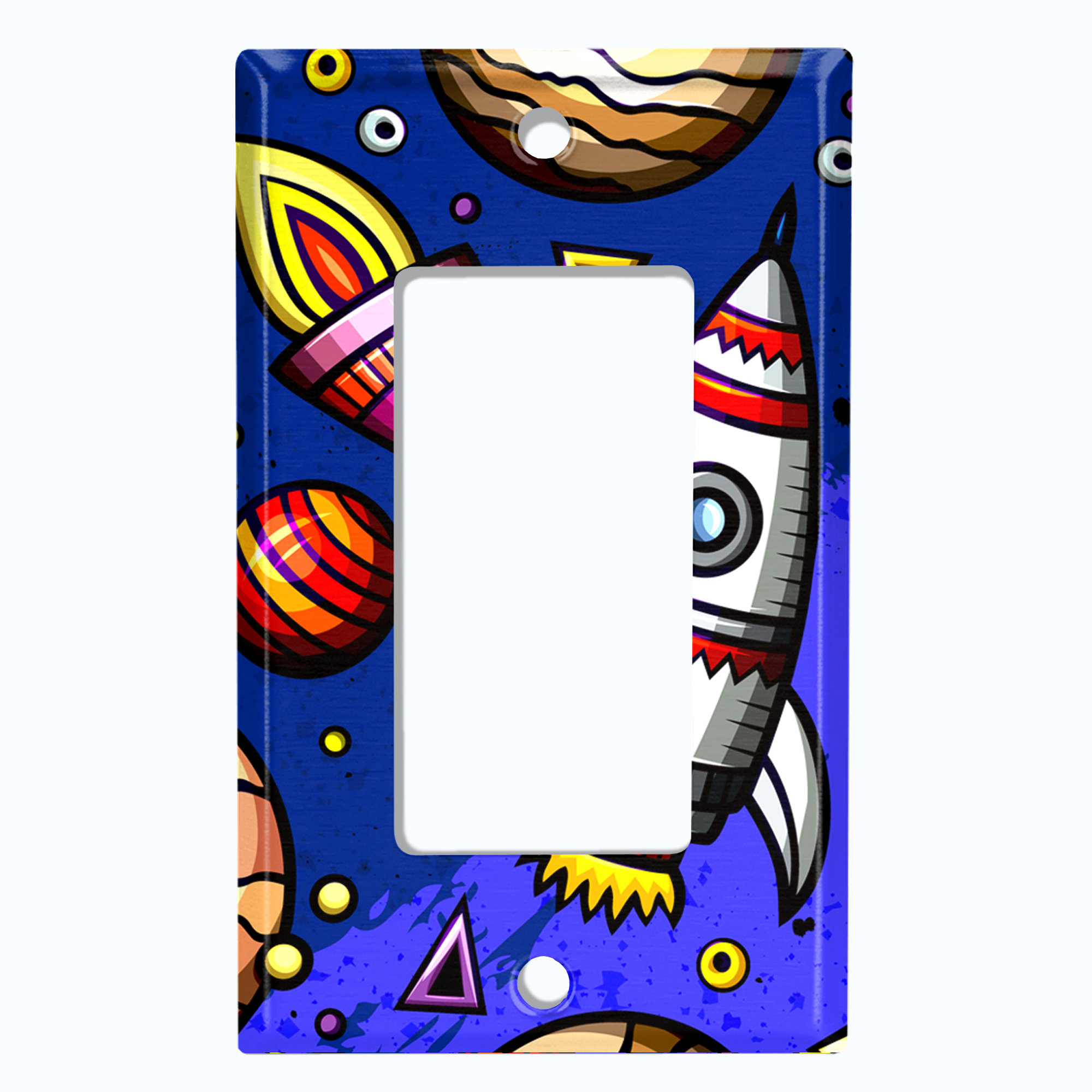 WorldAcc Metal Light Switch Plate Outlet Cover (Rocket Ship Space ...