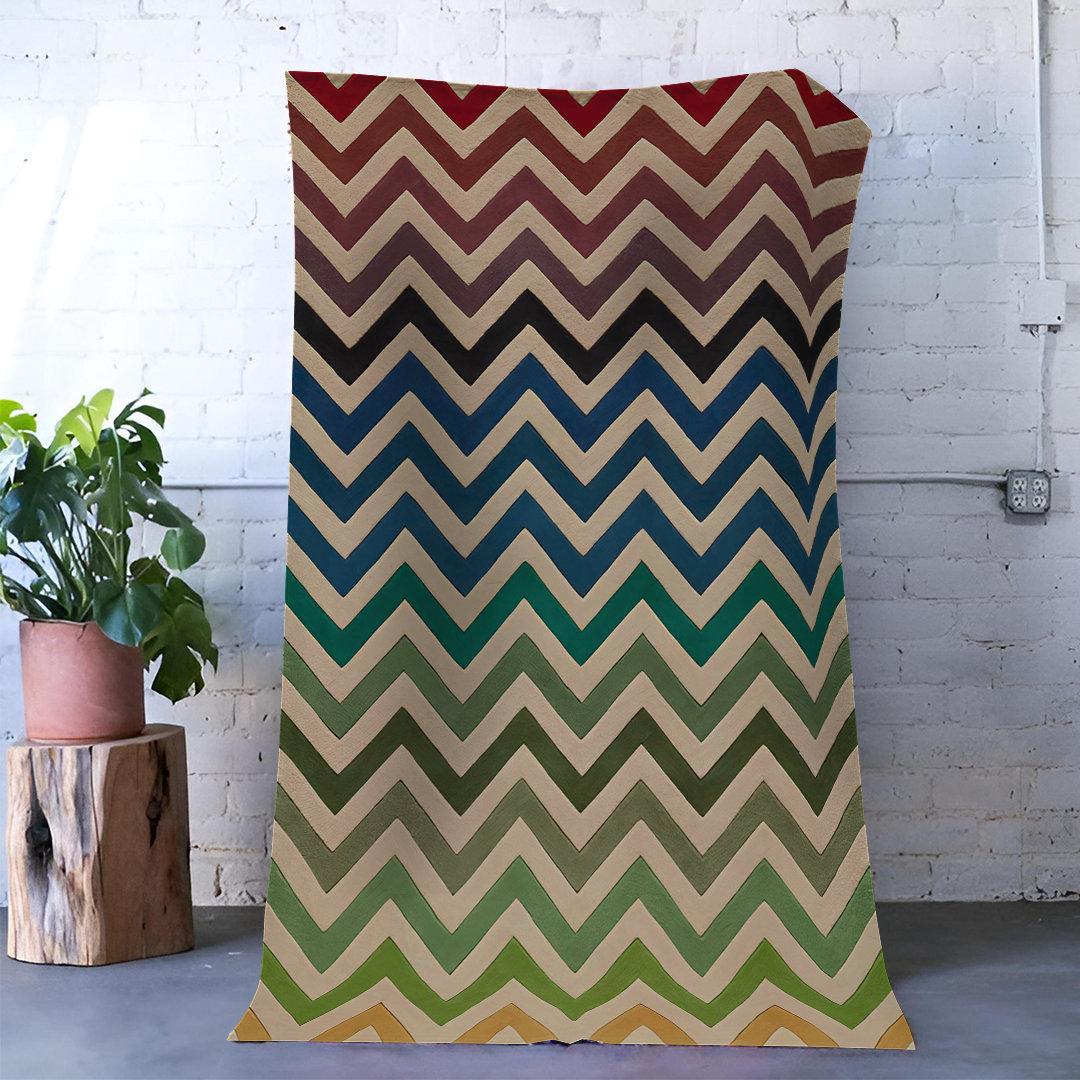 Ebern Designs Light-Themed Multi-Colored Zigzag Geometric Patterned ...