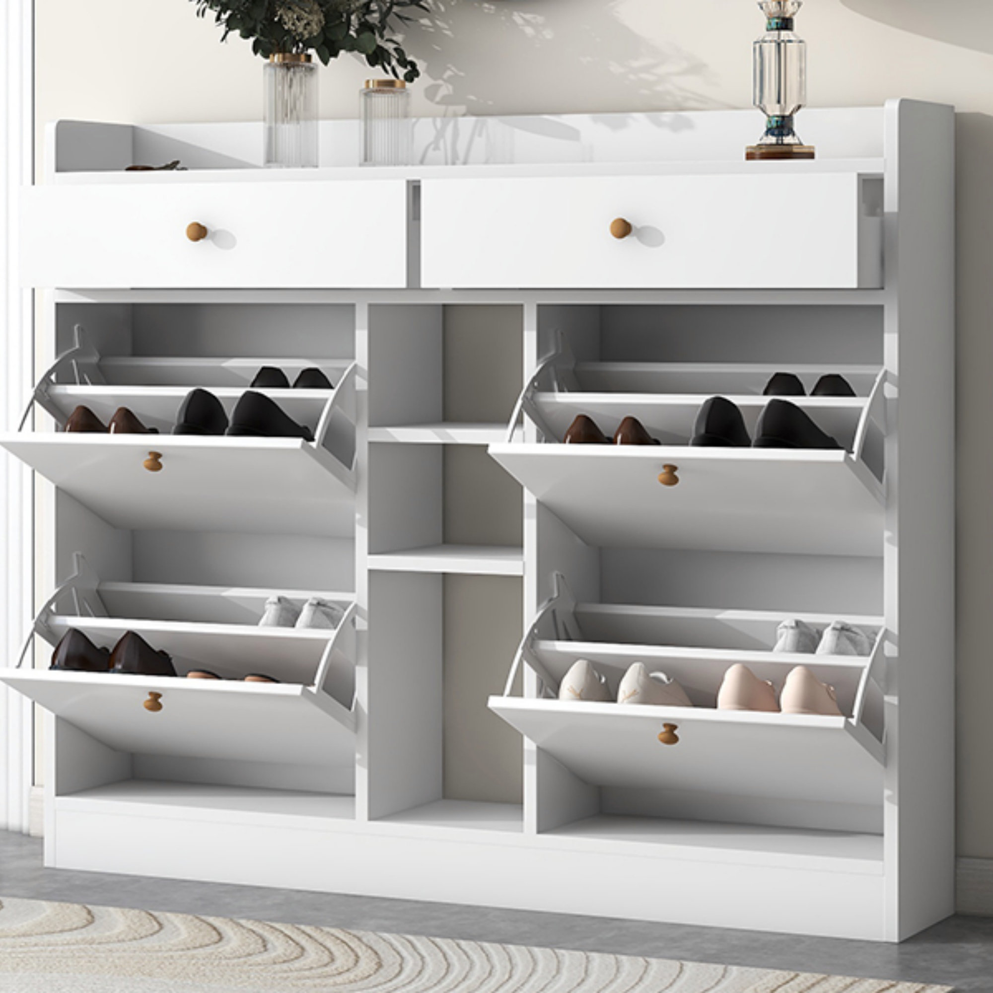 Tipping Bucket Shoe Cabinet