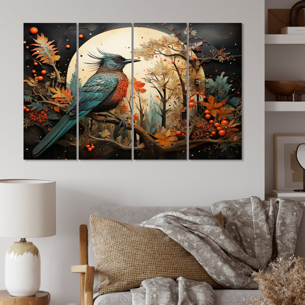 DesignArt Orange Teal Native American Essence III On Canvas 4 Pieces ...