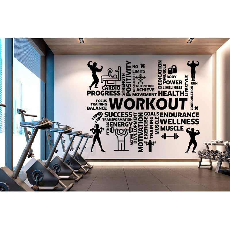 Trinx Workout Vinyl Gym Wall Decal, Inspirational Words, Gym Decal ...
