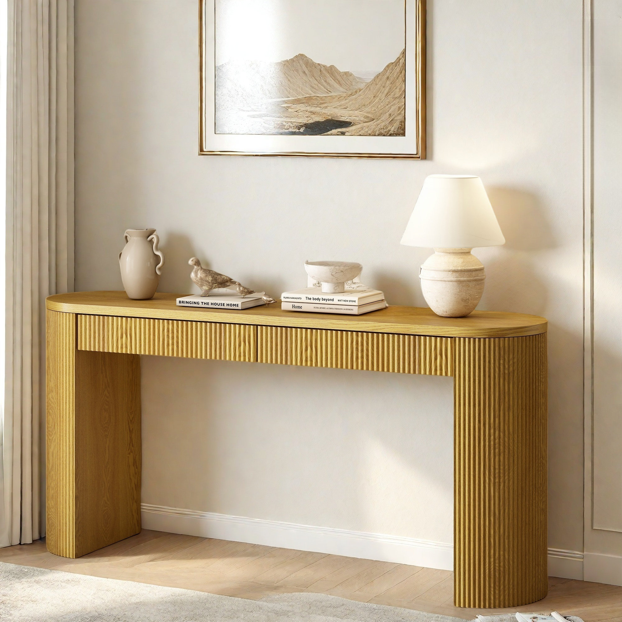 Latitude Run® Sophisticated Console Table With Vertical Striped Design ...