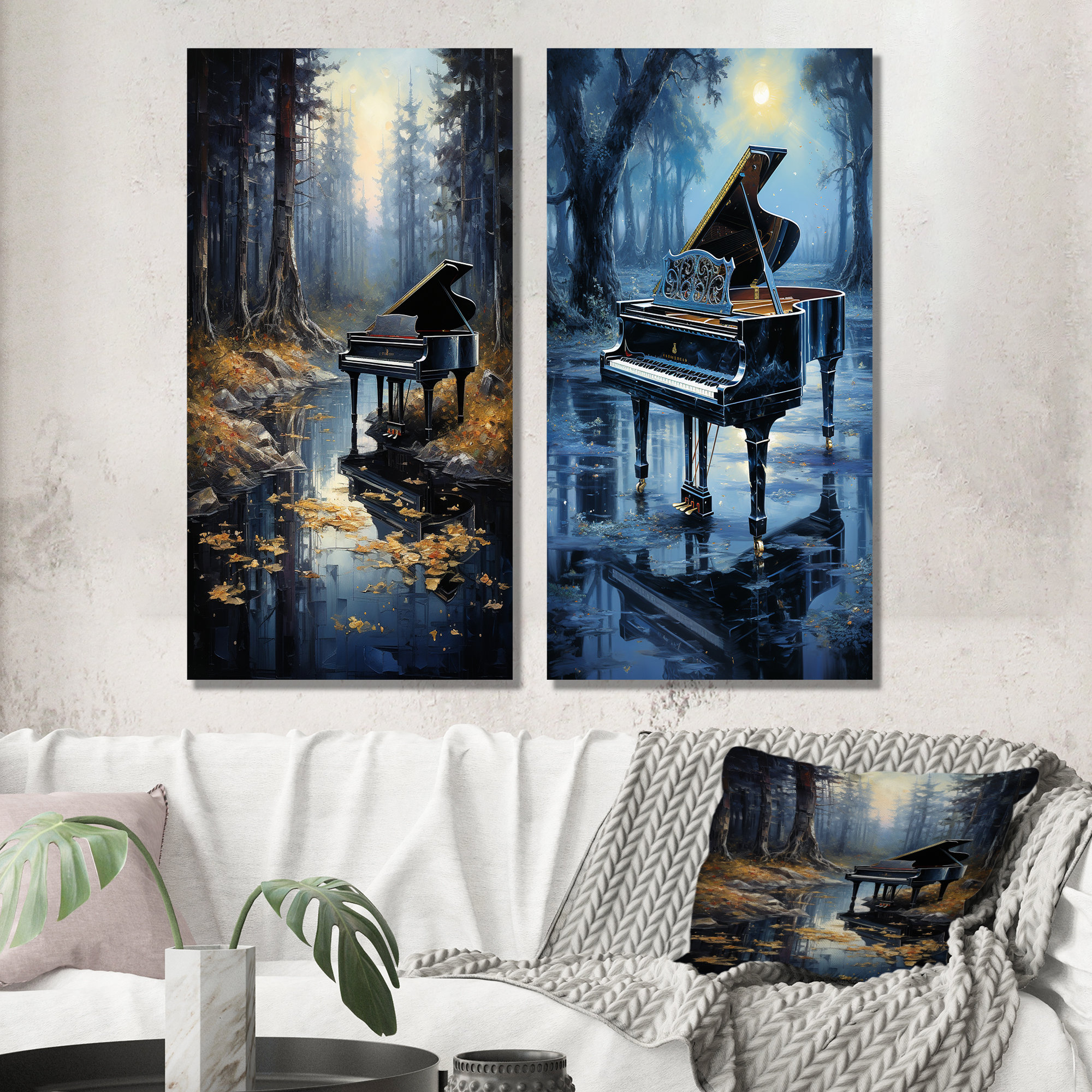 Red Barrel Studio® Piano Forest Reflection - Music Piano Canvas Art ...