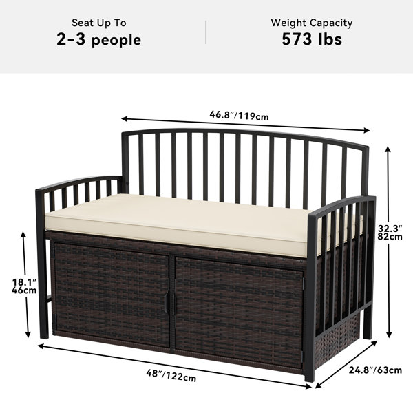 Red Barrel Studio® 70 Gallon Outdoor Storage Bench with Cushion ...