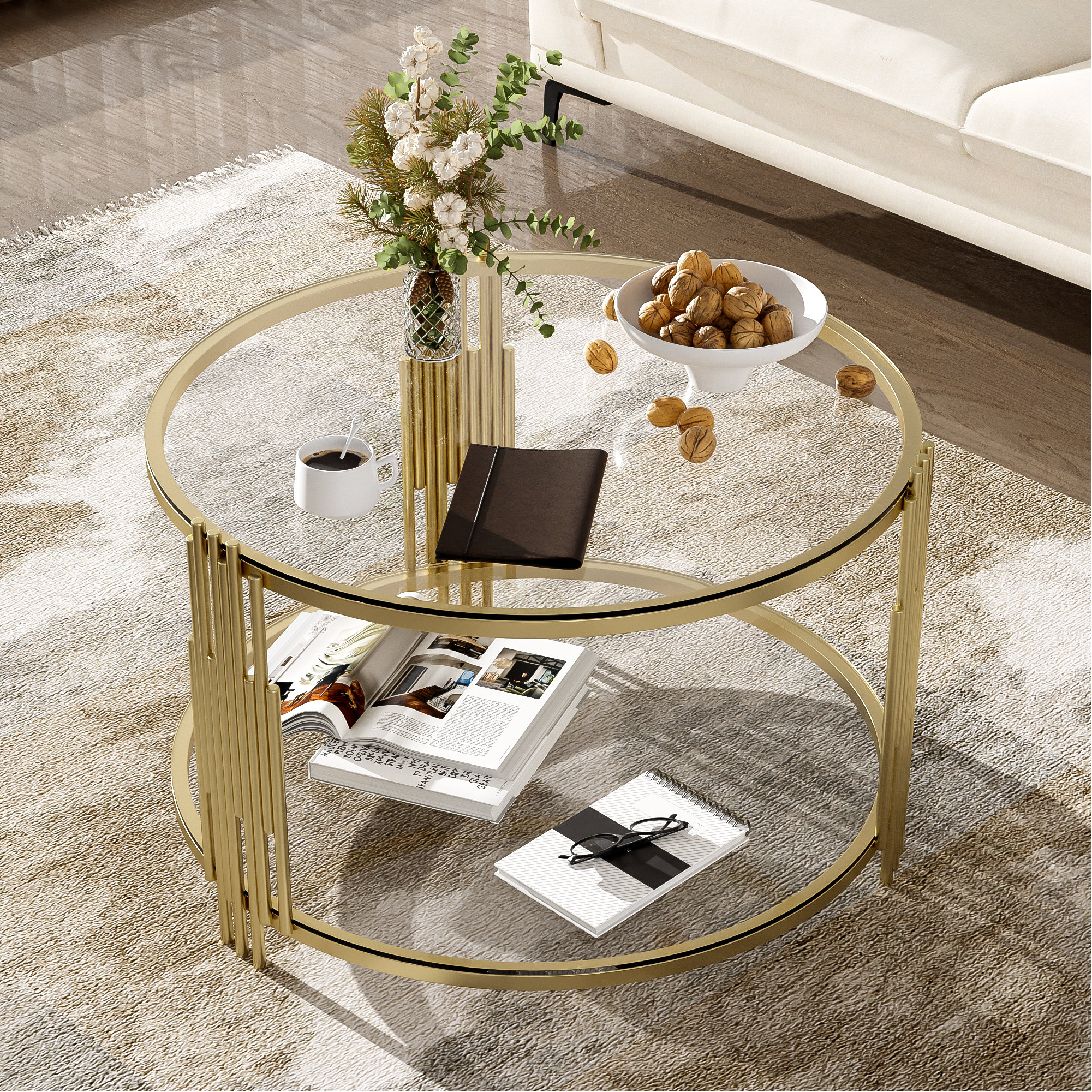 Everly Quinn Coffee Table With Lower Shelf And Metal Legs - Wayfair Canada