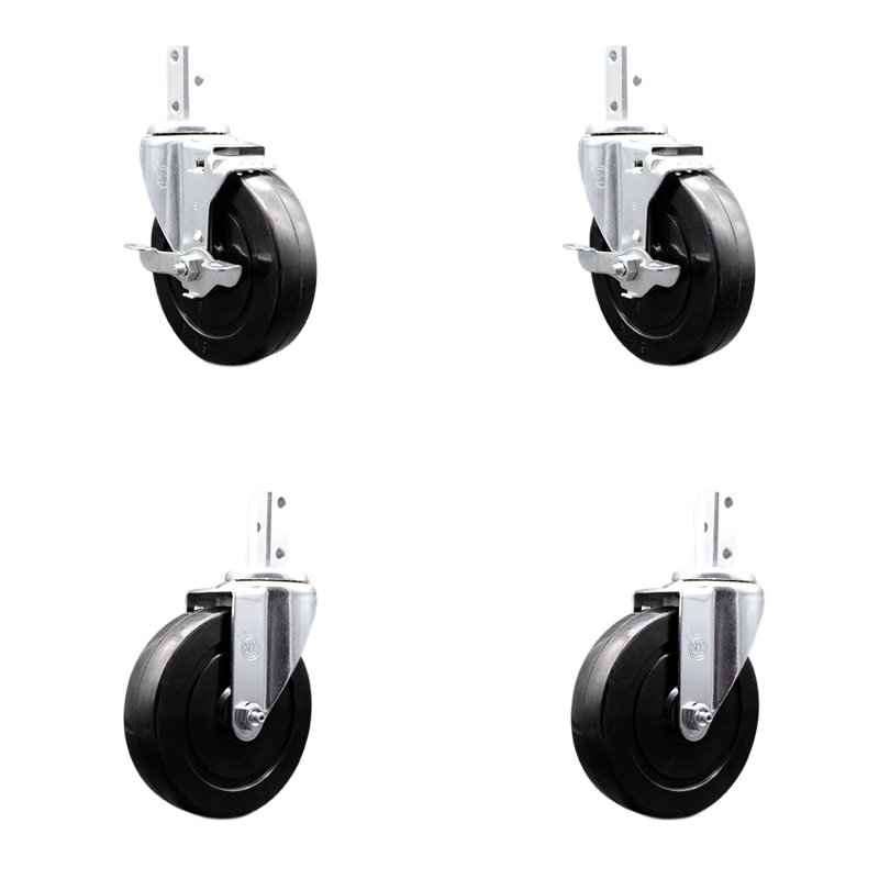 Service Caster 4 Piece Hard Rubber Caster Set | Wayfair