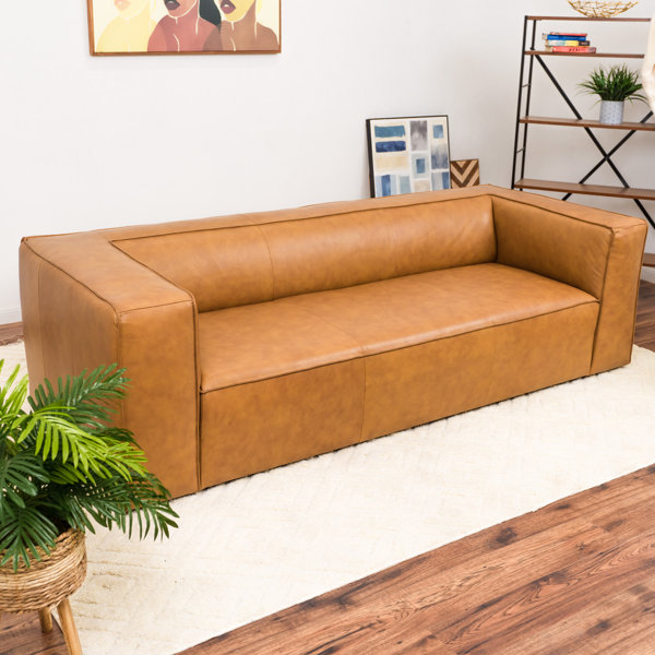 Latitude Run® Latravion 88'' Modern Luxury Genuine Leather Comfy Sofa ...