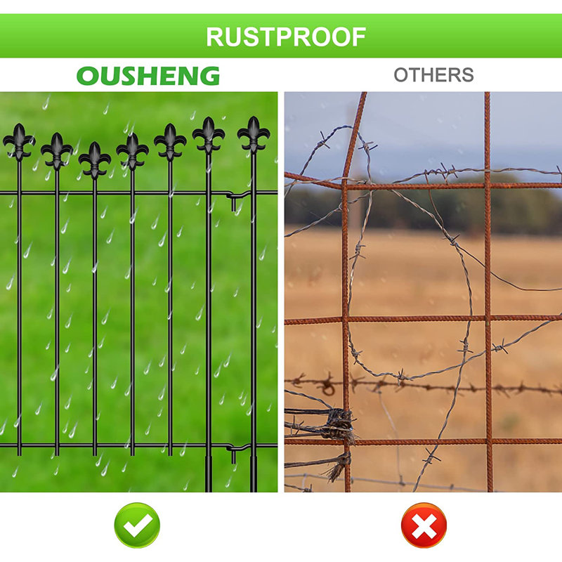 BTY 2 ft. H x 13 in. W Decorative Garden Metal Fence Panel & Reviews ...