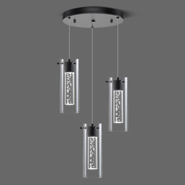 Wrought Studio Javanta 3 - Light Matte Black LED Cluster Pendant | Wayfair