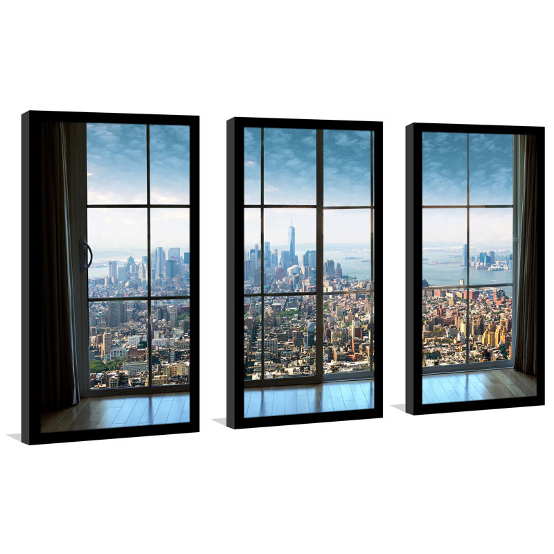 Wade Logan® New York City Window Framed On Plastic/Acrylic 3 Pieces Set ...