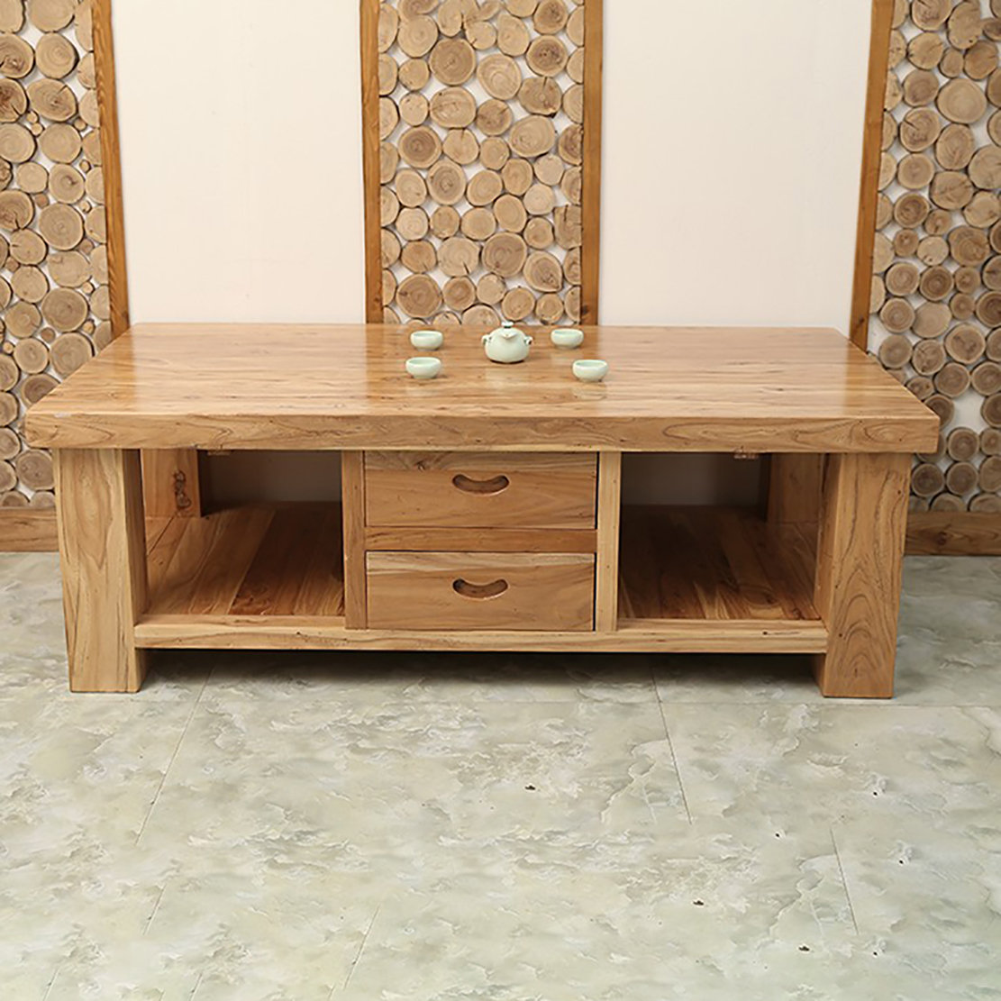 Aurora Craft Elm Tea New Chinese Tea Table Solid Wood Coffee Table ...
