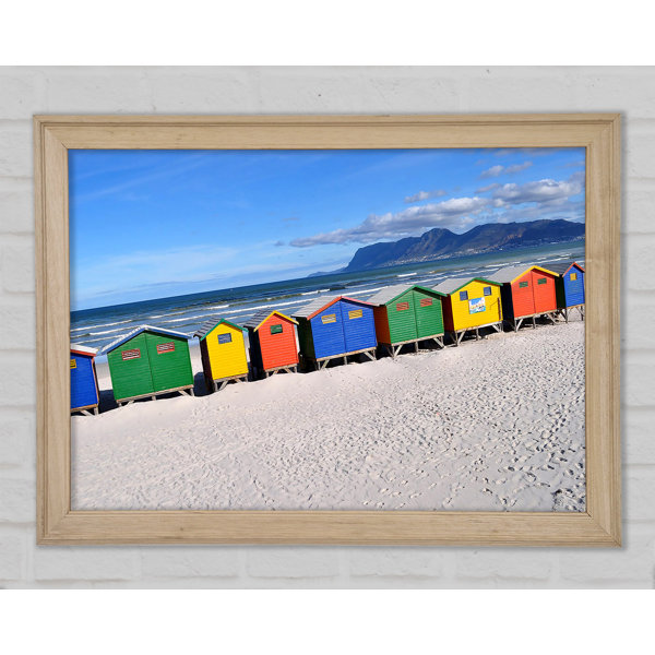 Rosalind Wheeler Beach Huts Rainbow - Single Picture Frame Art Prints ...