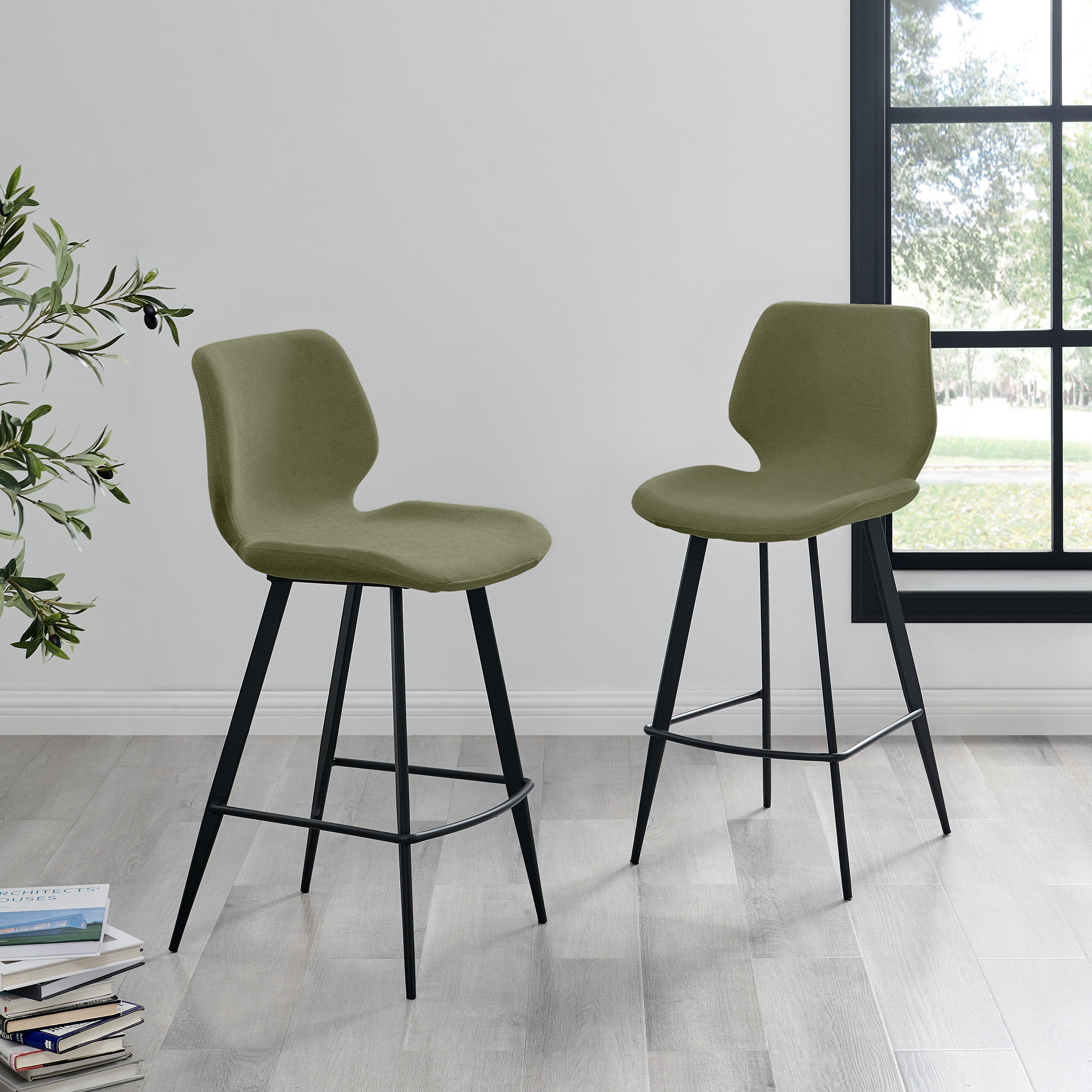 East Urban Home Muehlebach Breakfast Bar Stool - Luxury Fabric Modern ...