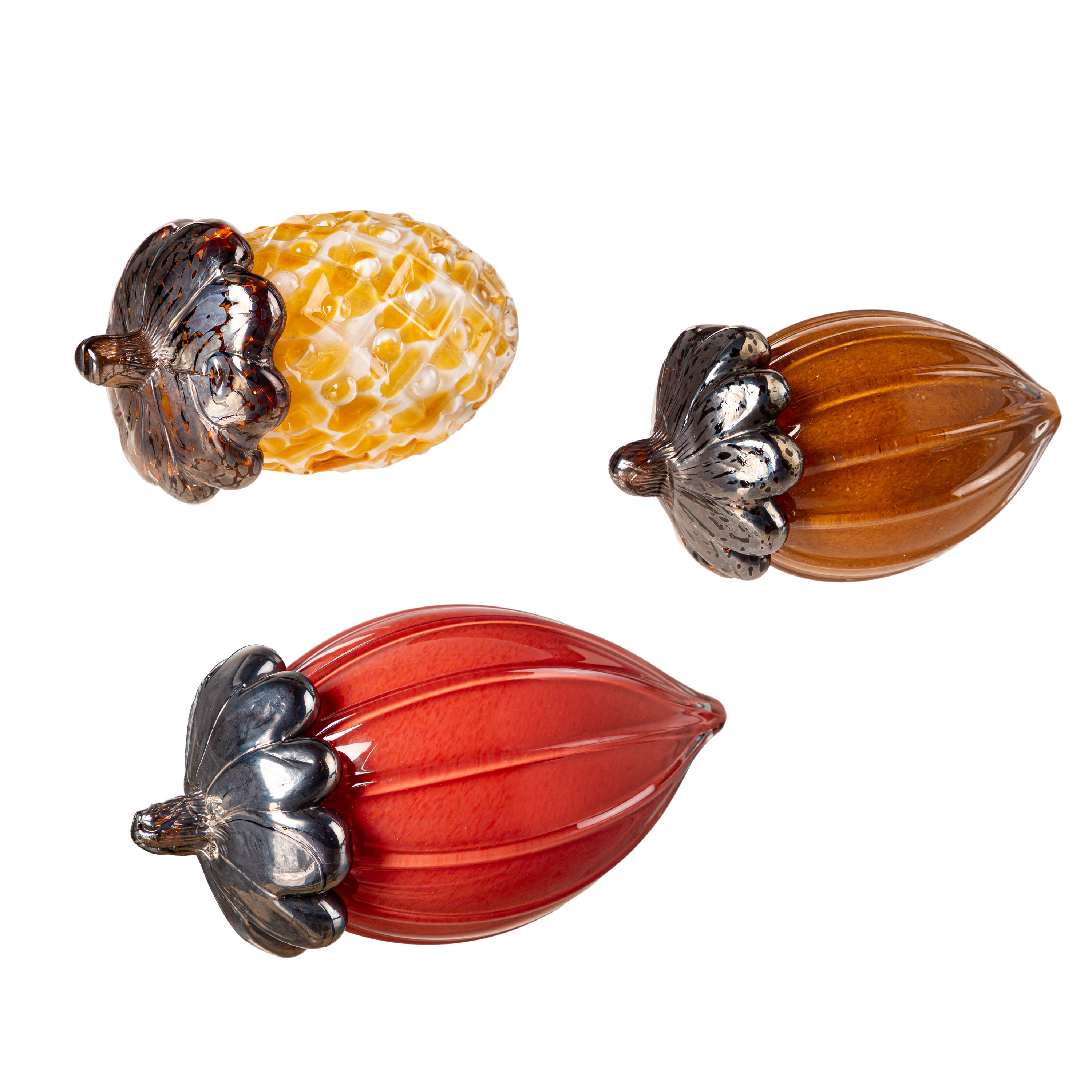 The Holiday Aisle® Glass Acorn Table Décor Set of 3 | Wayfair