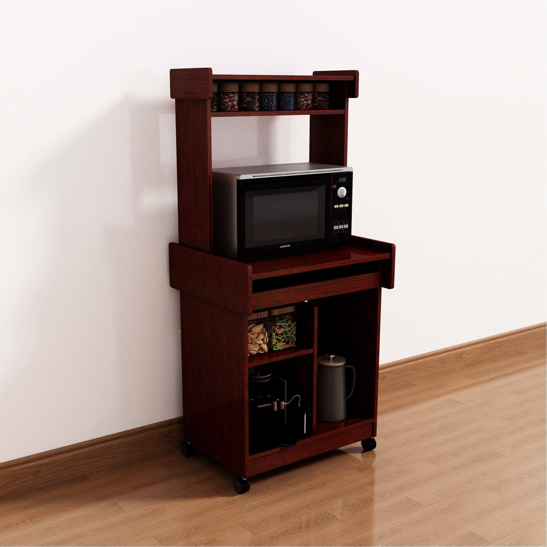 George Oliver Microwave Cart Coffee Station Computer Desk On Locking ...