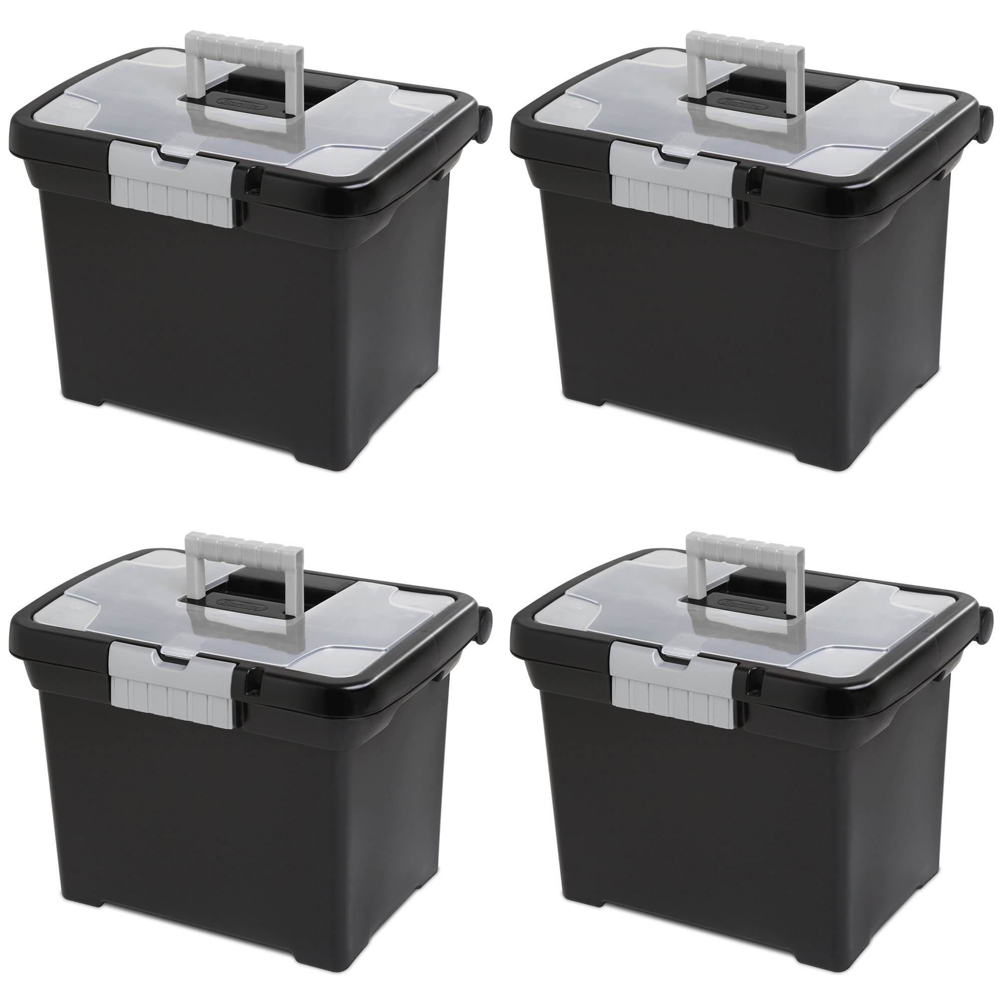 Sterilite Portable Lockable File Box w/ Extra Compartment & Handle ...