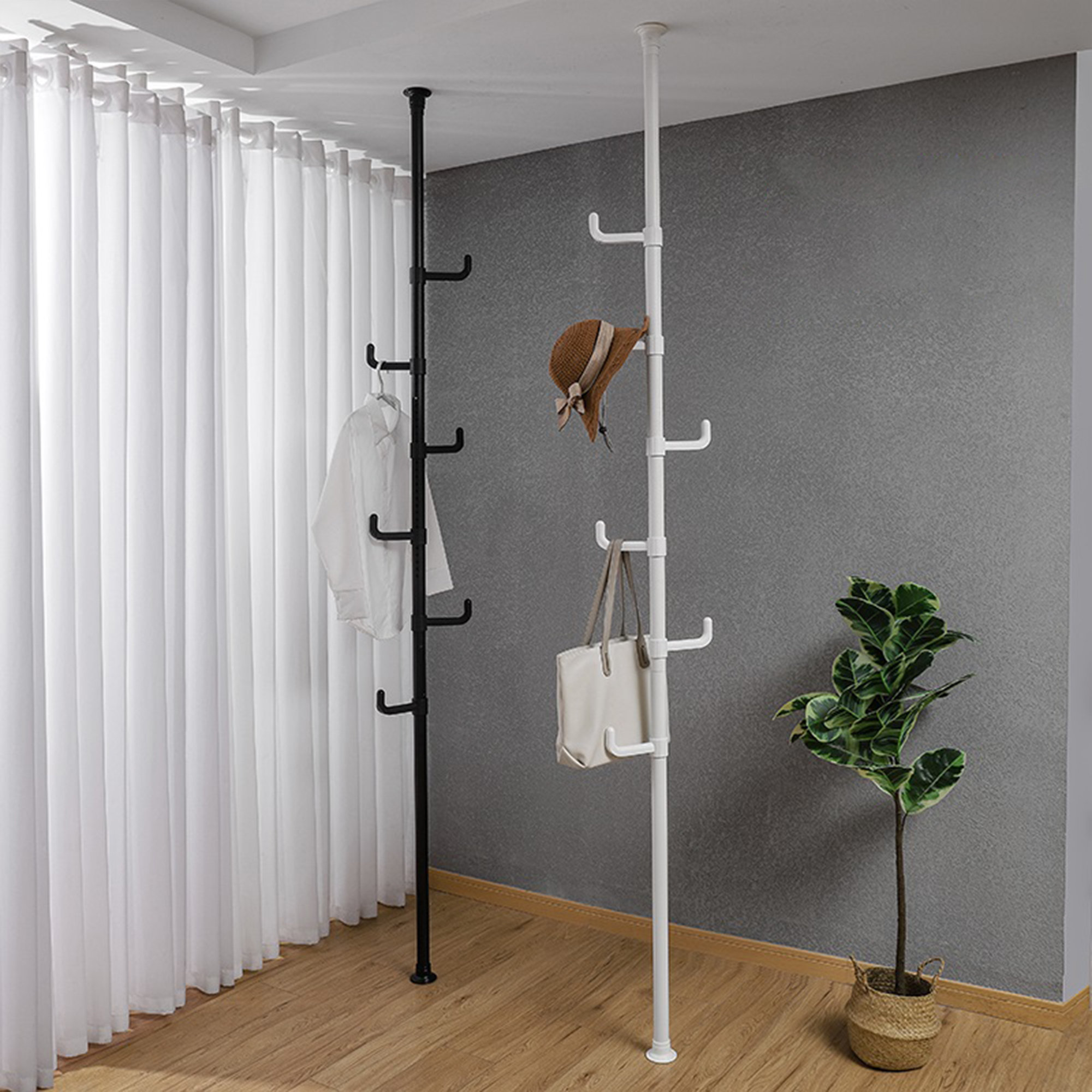 Rebrilliant Adjustable Laundry Pole Clothes Drying Rack Coat Hanger DIY ...
