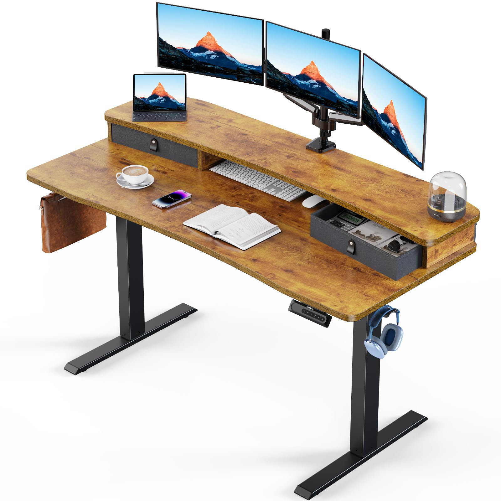 Inbox Zero Electric Lift Desk, Height Adjustable Standing Desk, | Wayfair