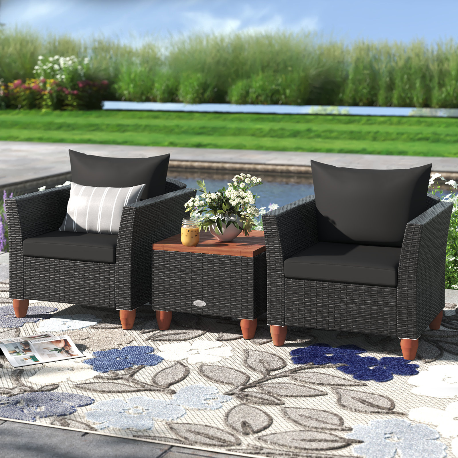Lark Manor Akaia 3 Piece Seating Group with Cushions & Reviews ...