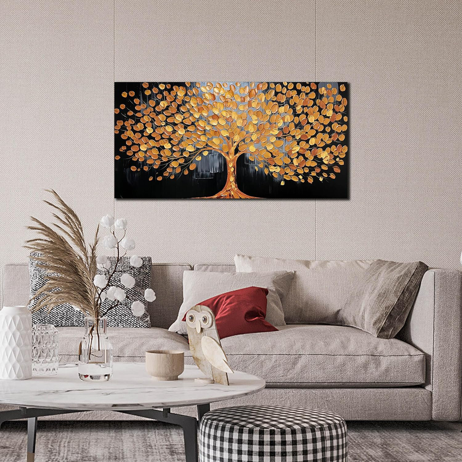 House of Hampton Tree Canvas Wall Art For Living Room - Gold Hand ...
