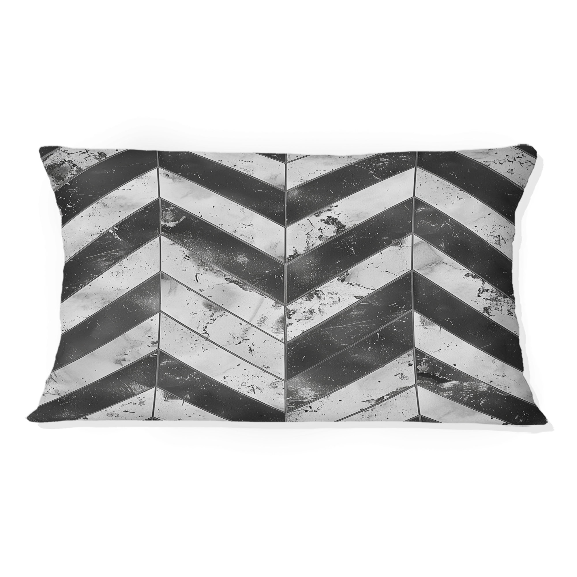 Design Art Black White Chevron Tiles - Tiles Lumbar Pillow | Wayfair