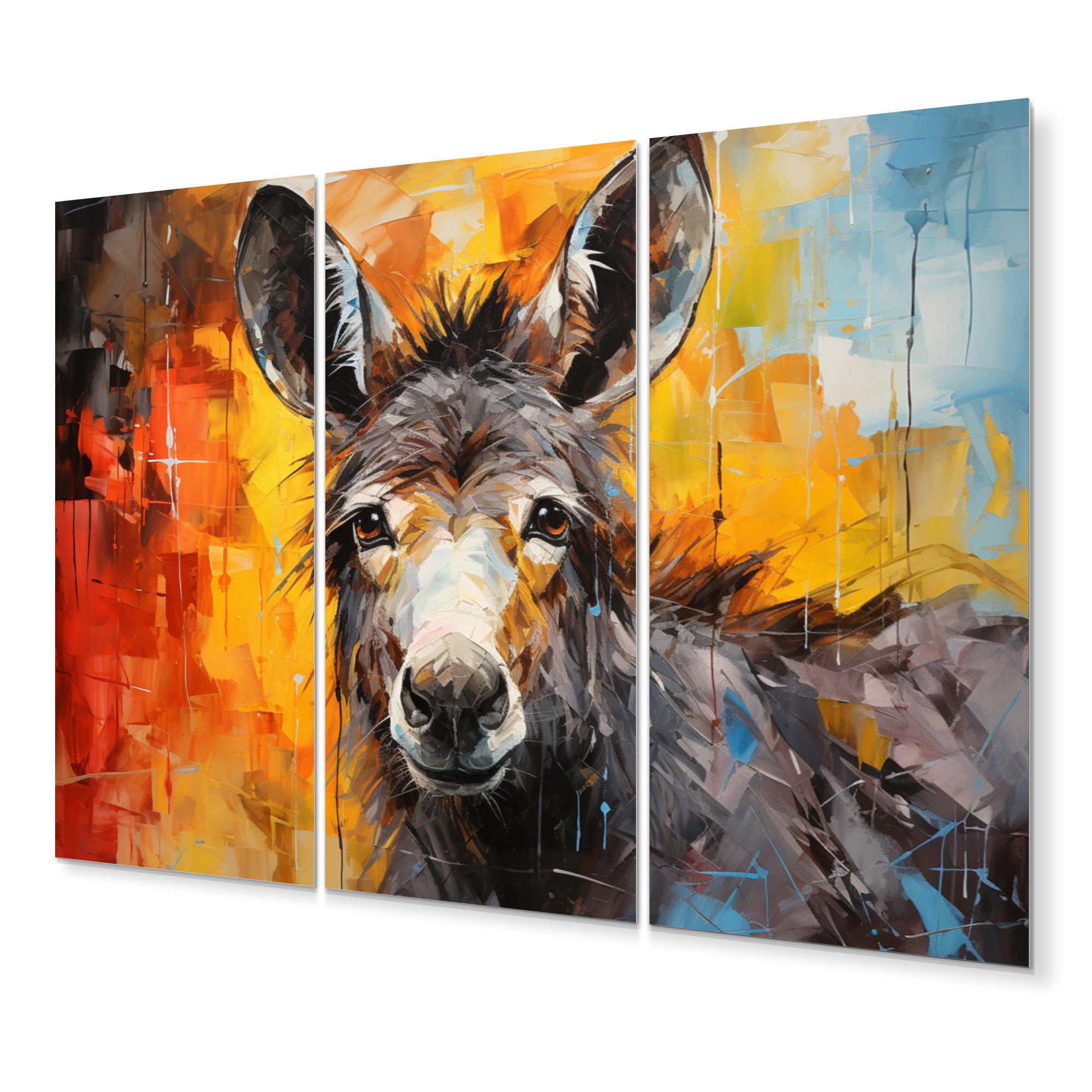Design Art Grey Donkey Gentle Companion Collage - Animals Metal Wall ...