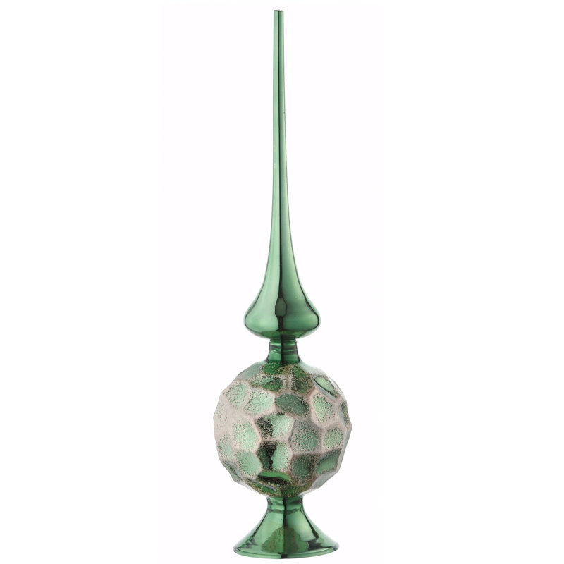 The Holiday Aisle® 15" Sage Green Glass Christmas Tree Topper & Reviews ...