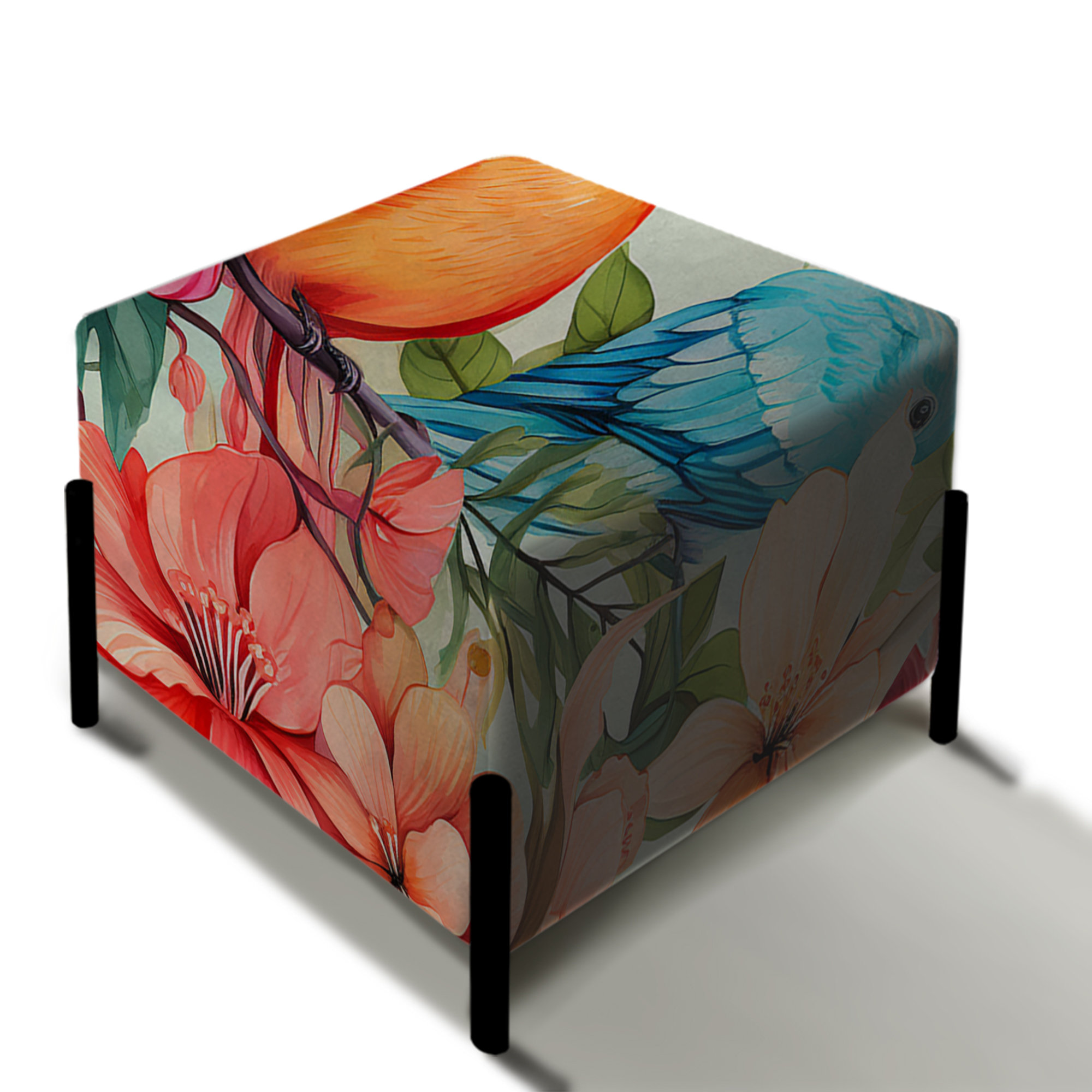 Design Art Tropic Dreams Tropical Pattern - Tropical Square Ottoman ...