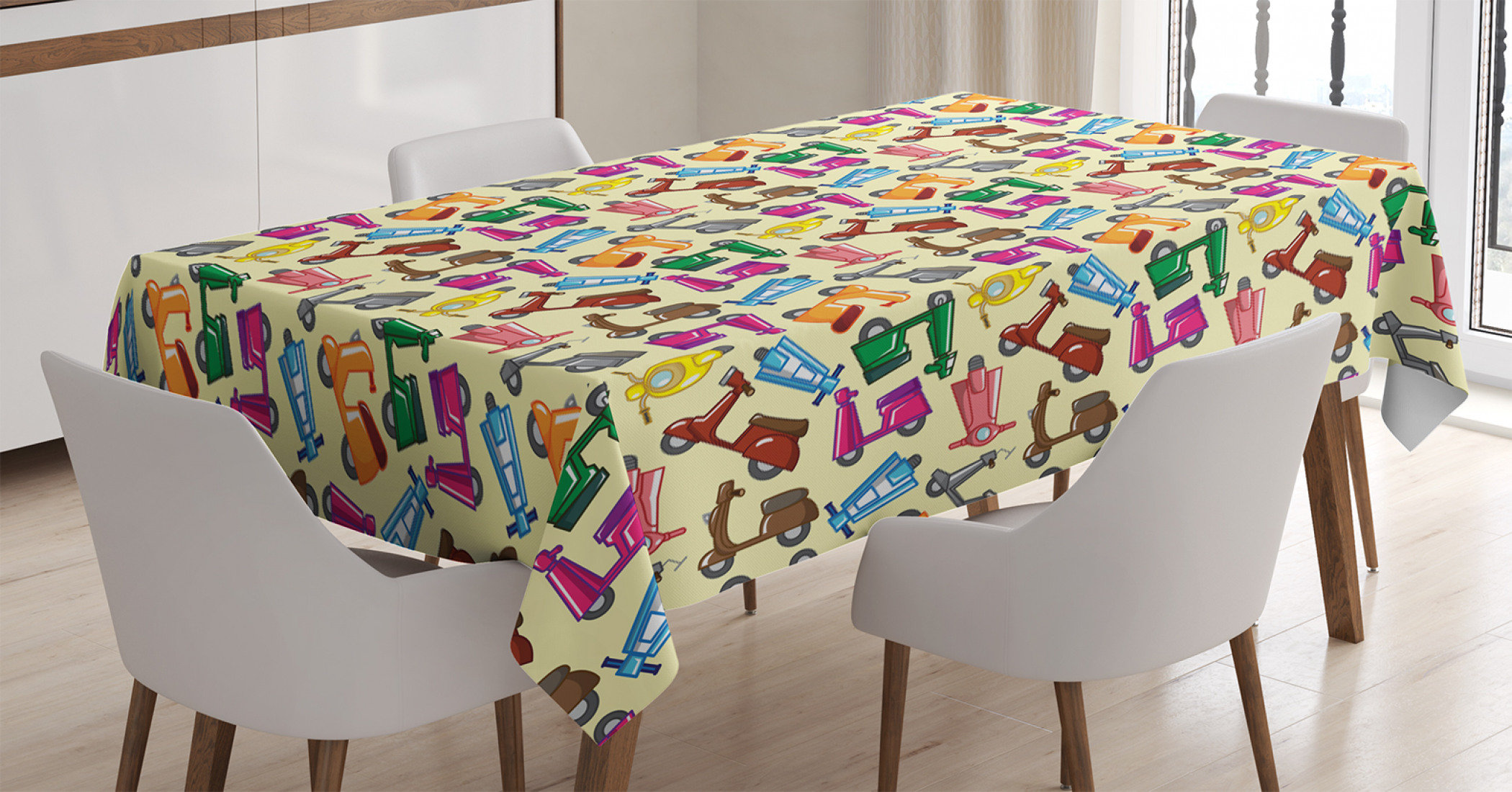 East Urban Home Ambesonne Motorcycle Tablecloth, Colorful Motorcycles ...