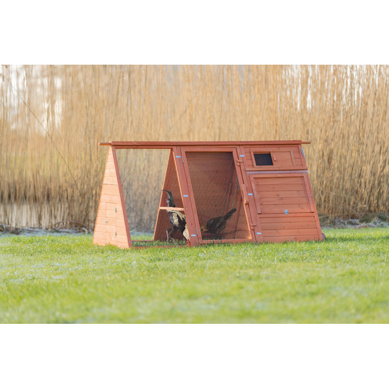TRIXIE Mobile A-Frame Chicken Coop with Run, 2 Nesting Boxes, Roosting ...