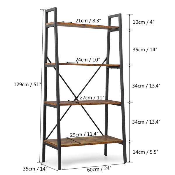 Blue Elephant 129cm H x 60cm W Steel Ladder Bookcase | Wayfair.co.uk