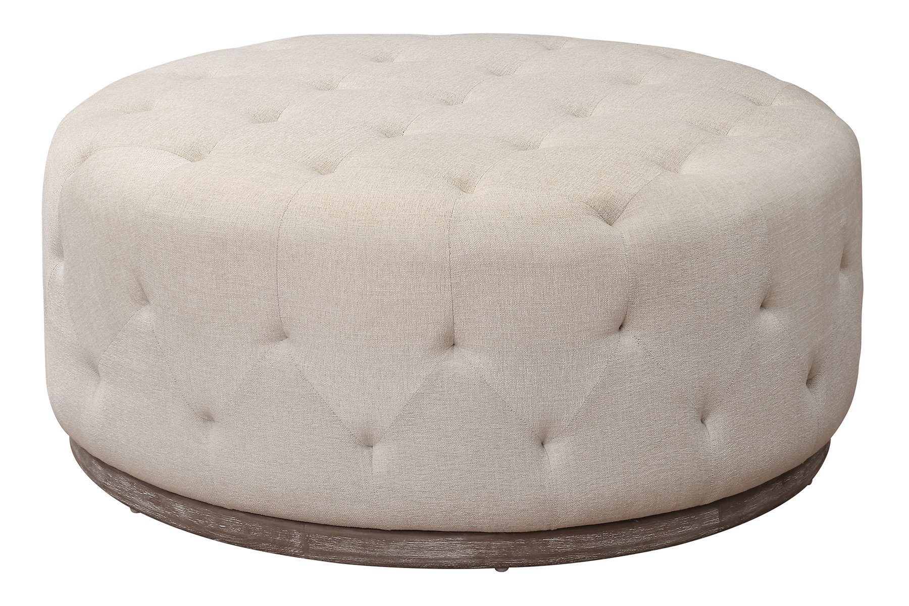 Red Barrel Studio Piper Tufted Ottoman In Heavy Weave Ivory Fabric With ...