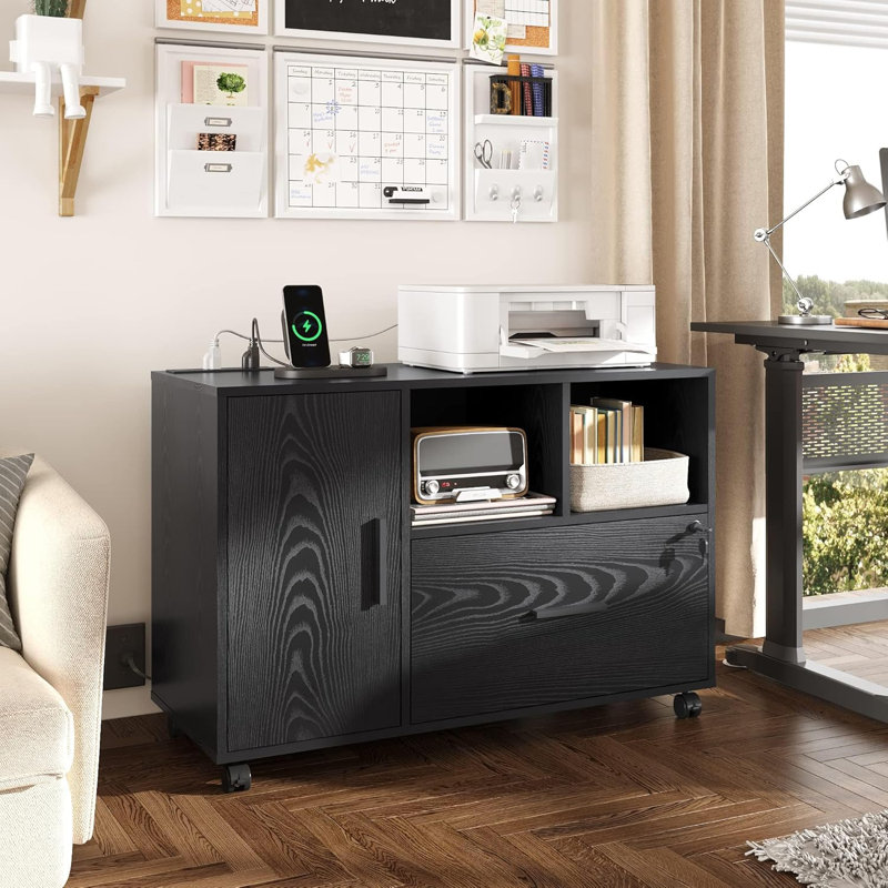17 Stories Rolling File Cabinet With Charging Station, Locking Filing ...
