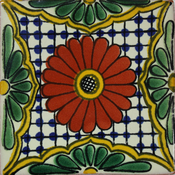 Fine Crafts Imports 6" x 6" 4pcs TalaMex Tarachi Talavera Mexican Tile ...