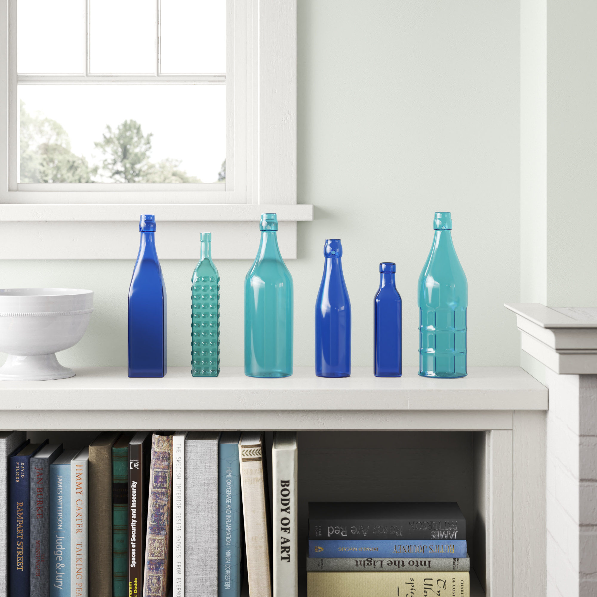 Andover Mills™ Gutirrez 6 Piece Blue Decorative Glass Bottles Set ...