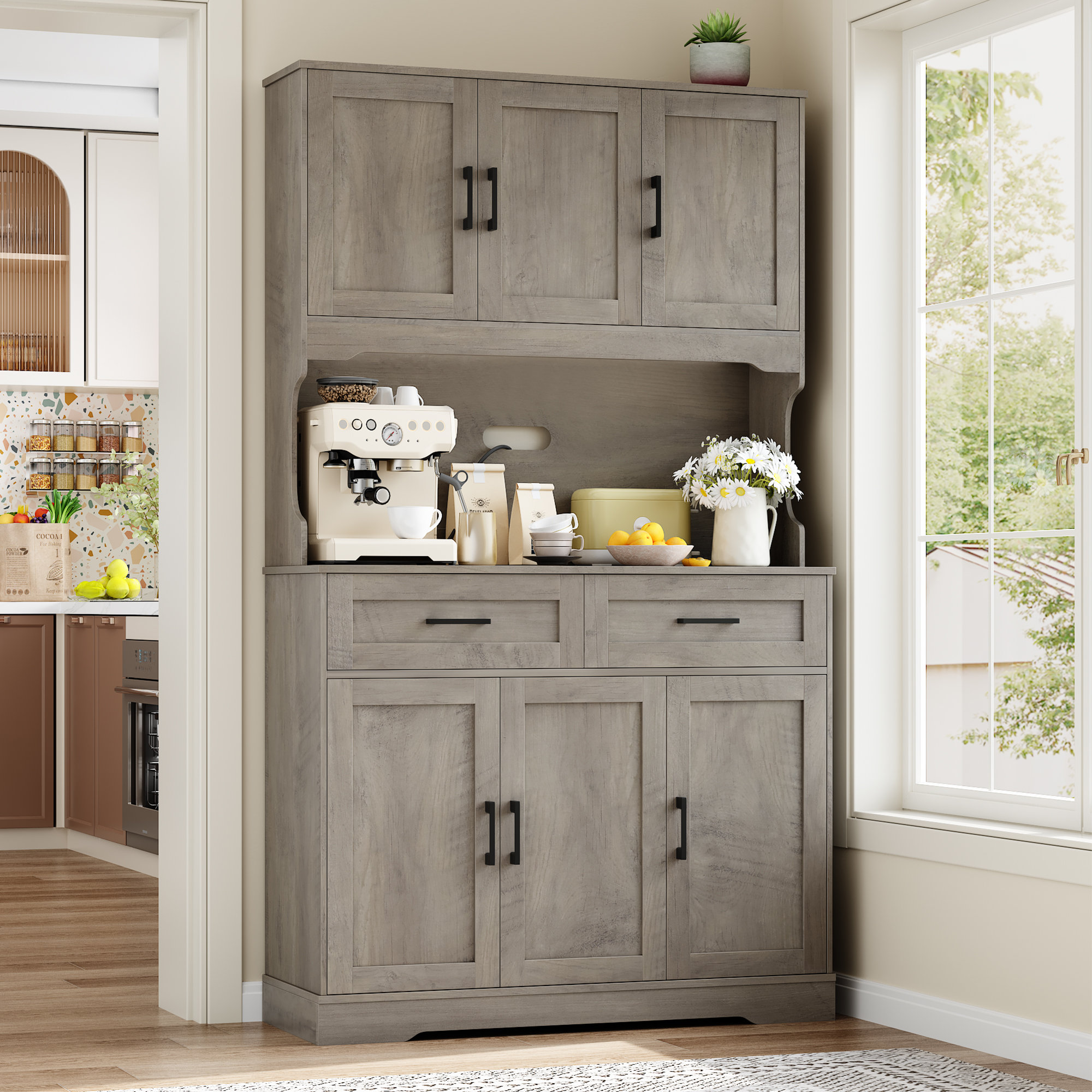 Kitchen Pantry With Microwave Shelf
