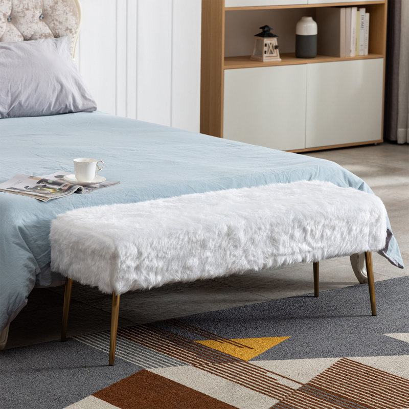 Mercer41 Faux Fur Bench & Reviews | Wayfair