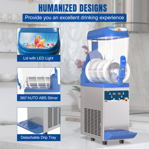 XPW Countertop Snow Cone Machine 500W 15L Tanks Commercial Slushy Maker ...