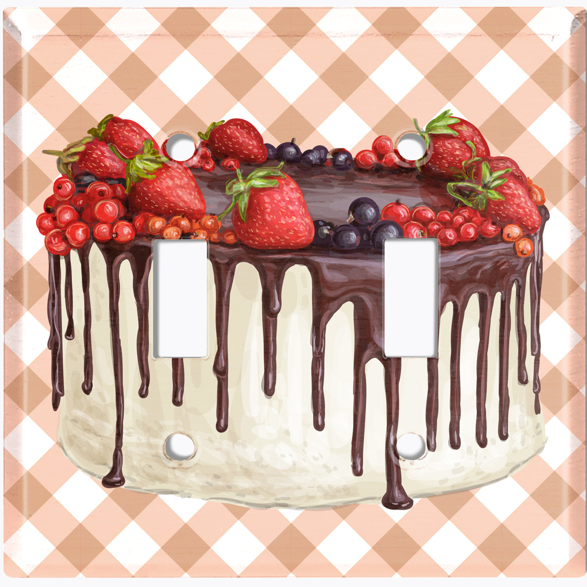 WorldAcc Layered Chocolate Mixed Berry Cake 2-Gang Toggle Light Switch ...