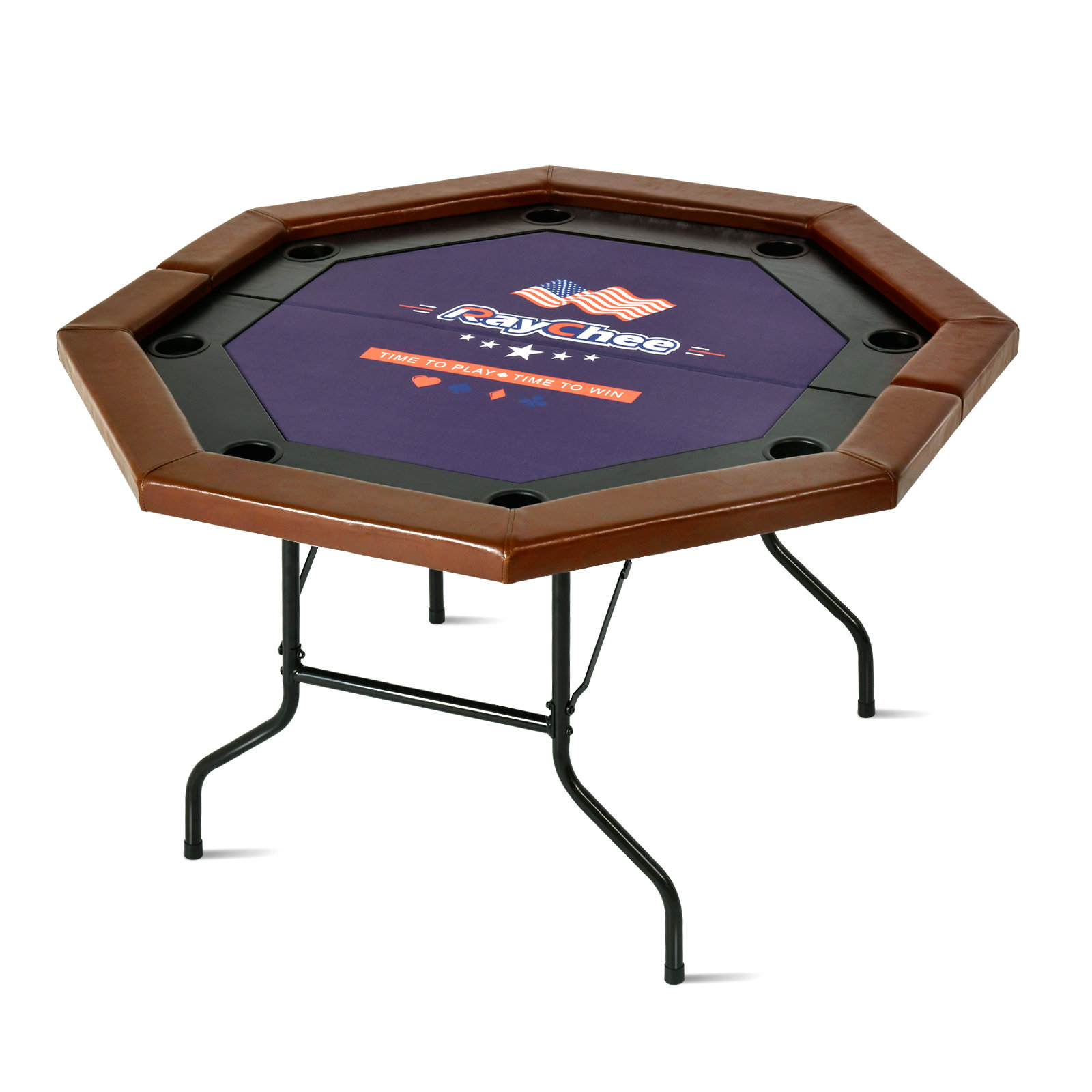RayChee 50'' 8-Player Poker Table Foldable, Upgraded Folding Octagon ...