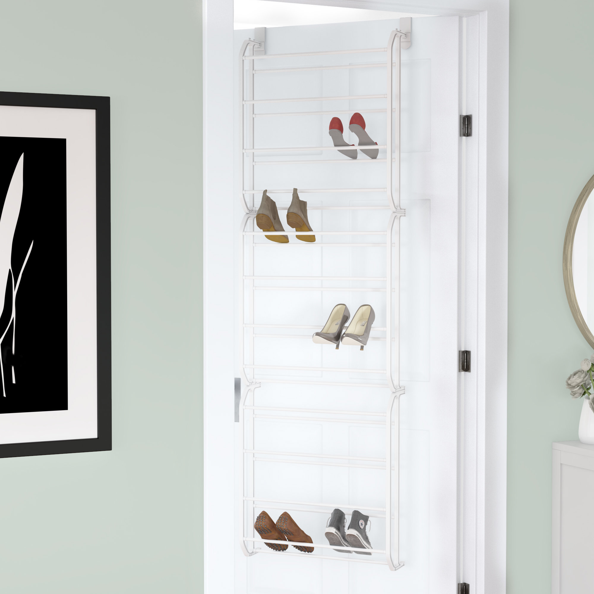 Rebrilliant 36 Pair Over-the-Door Shoe Rack Storage Organizer - White ...